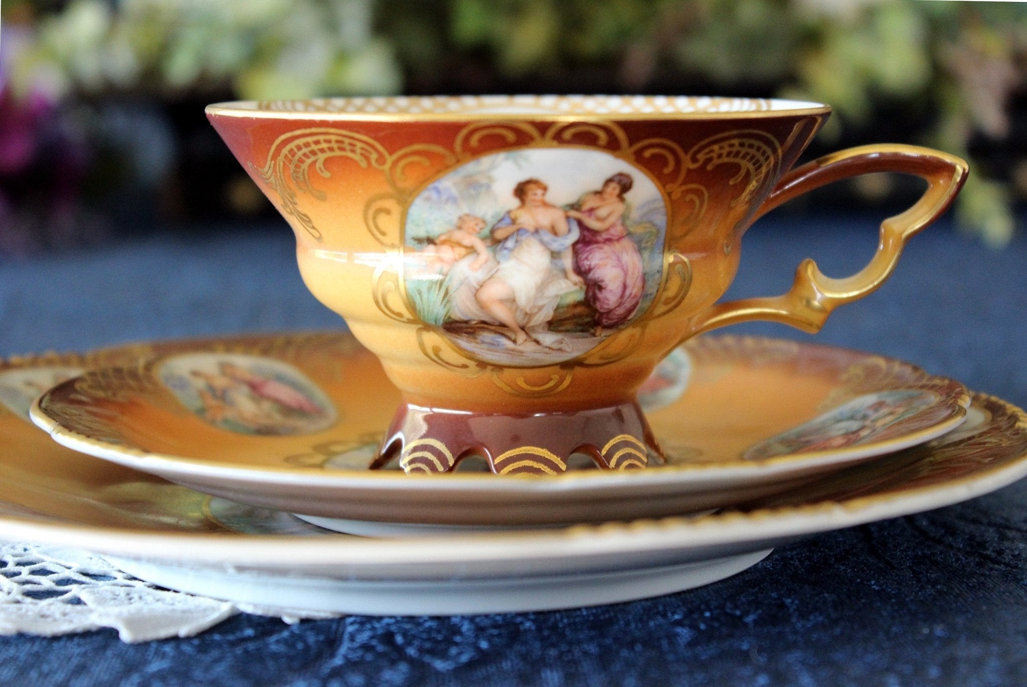 Mitterteich Pictorial Teacup, Saucer, Side Plate, Trio 16536 – The ...